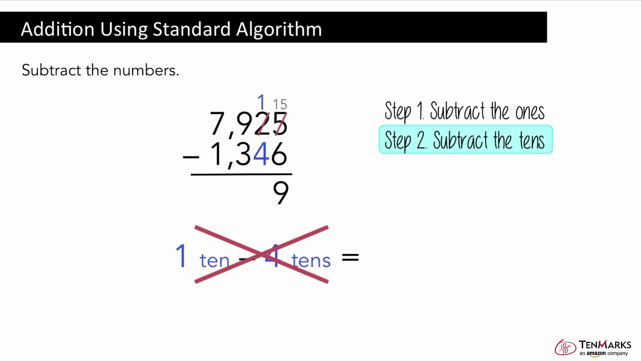 Subtraction Using Standard Algorithm 4 Nbt 4 Youtube