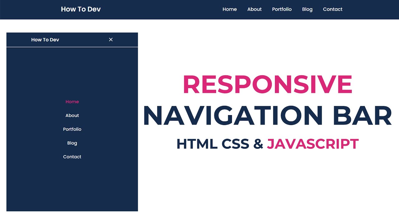 How To Make Responsive Navigation Bar Using Html Css Javascript