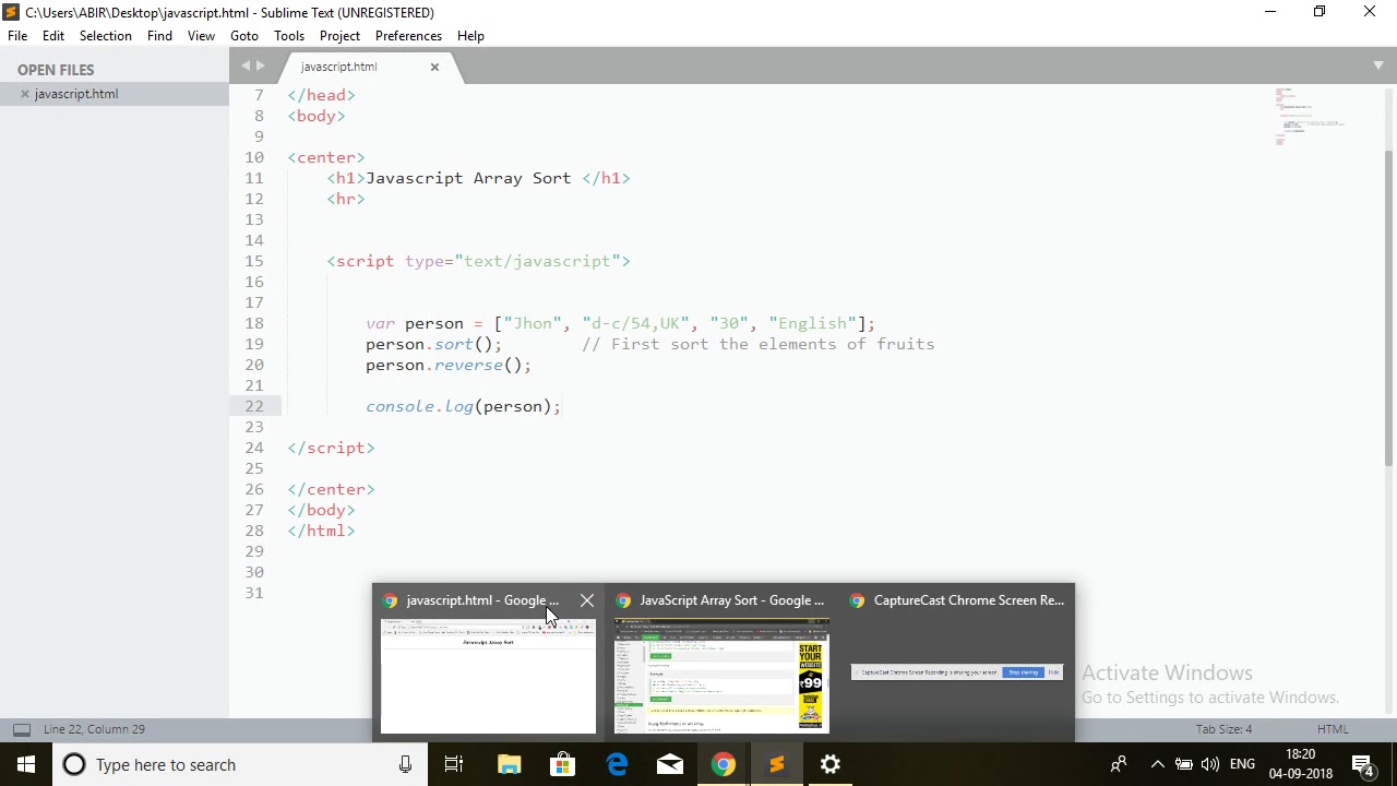 Javascript Array Sort Example Js Array Sort Method