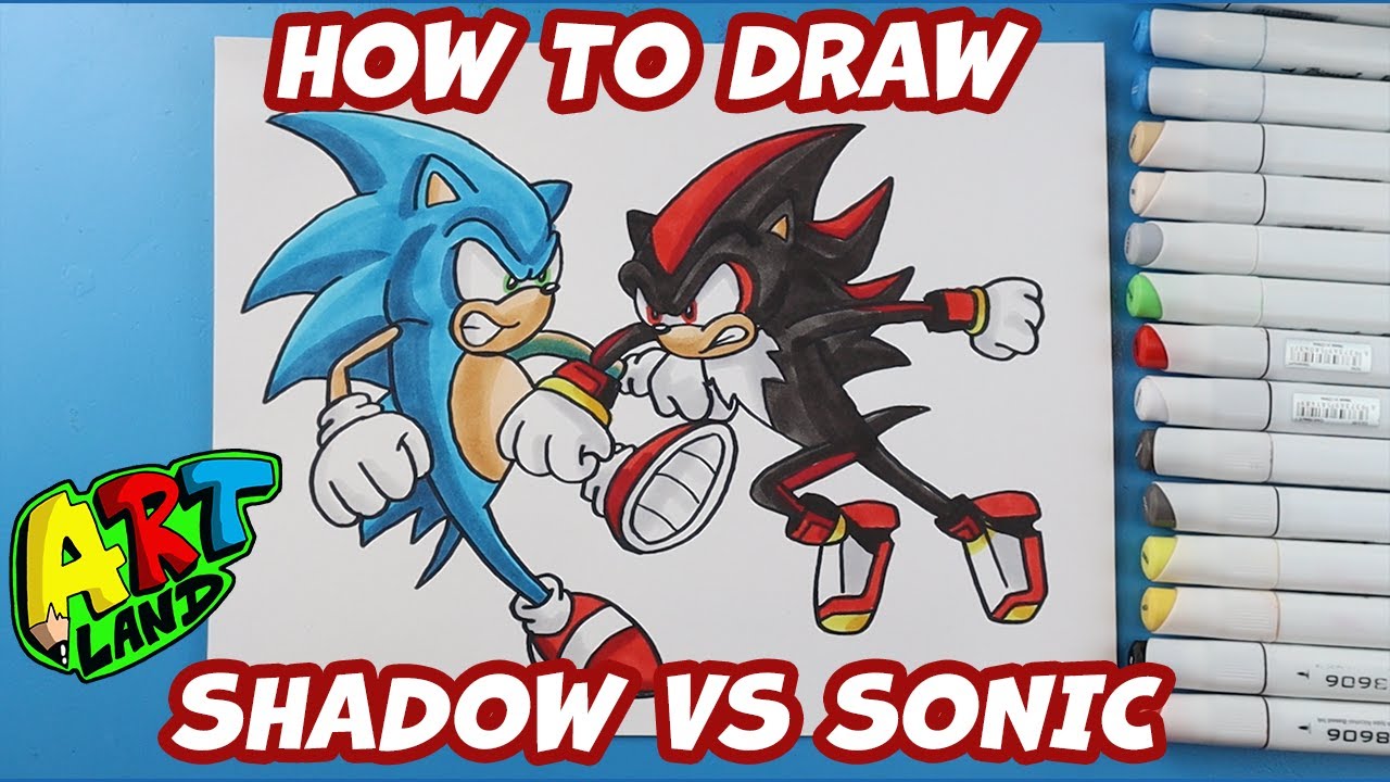 How To Draw Sonic Vs Shadow Sonic The Hedgehog 3 Youtube