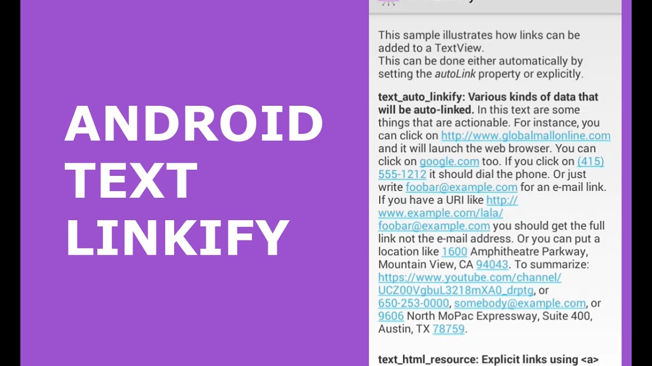 Android Text Linkify Youtube