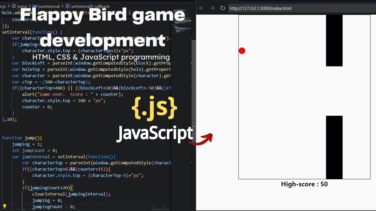 Flappy Bird Game Development Html Css Js Programming Asmr