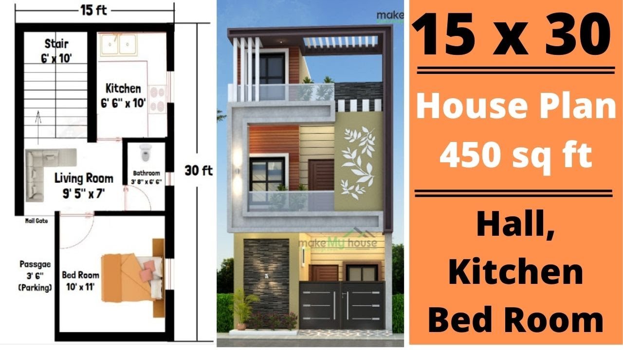 15 X 30 Ft House Plan 15×30 Ghar Ka Naksha 15×30 House Design 450 Sq Ft ...