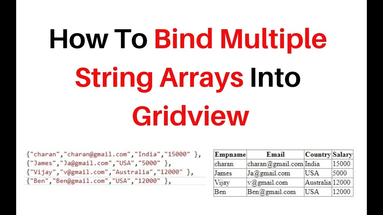How To Bind Multiple Arrays String Into Gridview In Asp Net C 4 6
