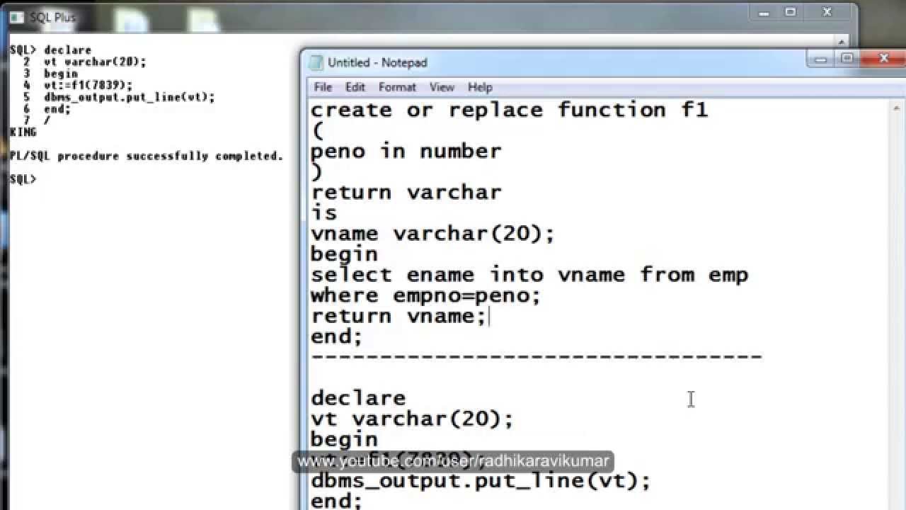 Plsql Functions Part 2 Youtube