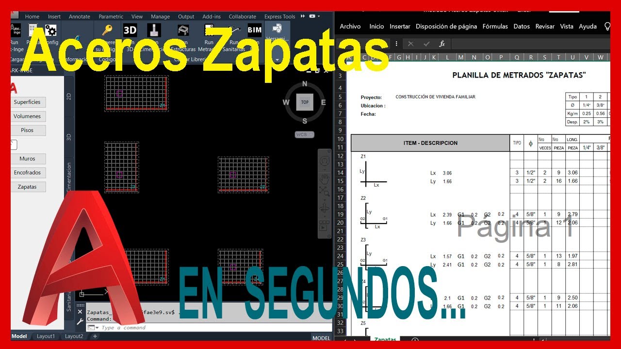 Aceros En Zapatas De Autocad A Excel Youtube