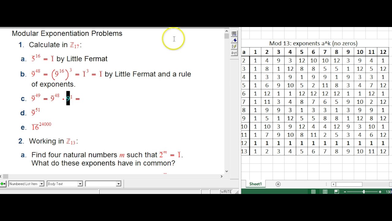 Modular Exponentiation Examples Part 1 Youtube