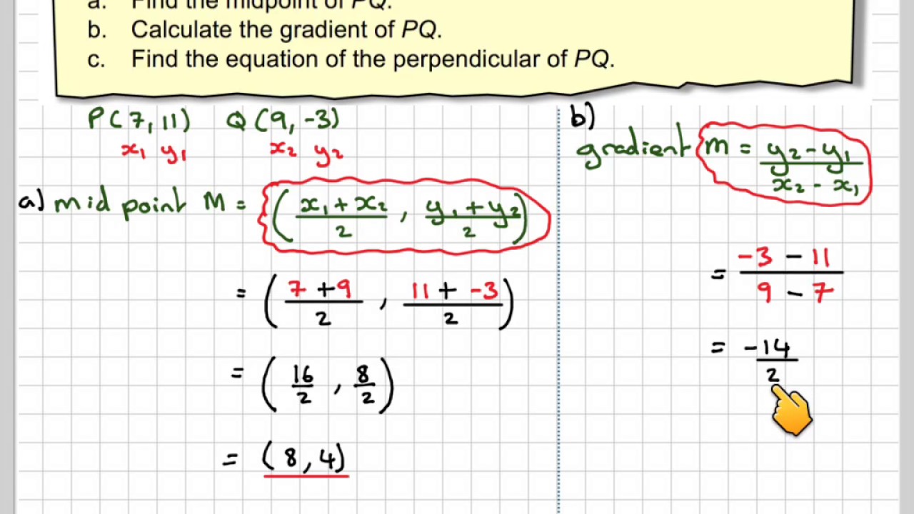 Perpendicular Bisector Formula Equation Of A Perpendicular Bisector