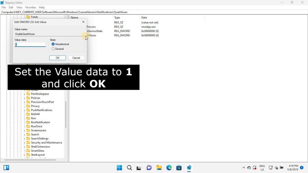 How To Enable Or Disable Quiet Hours In Windows 11 Youtube