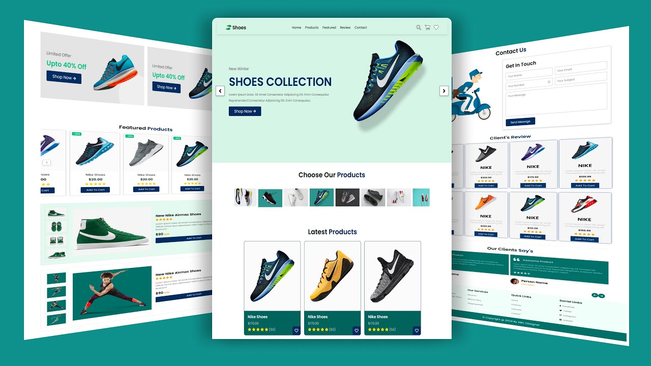 How To Create Responsive Shoe Website Using Html Css And Js Youtube