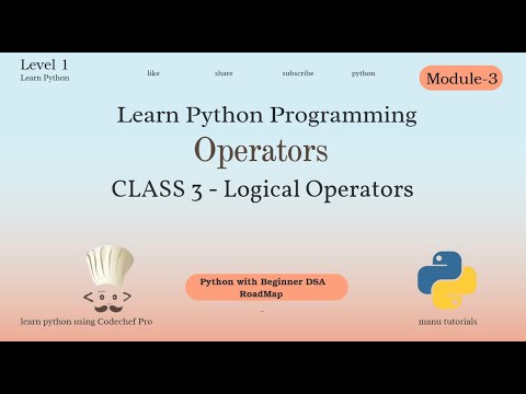 Learn Python Operators Class 3 Logical Operators Python