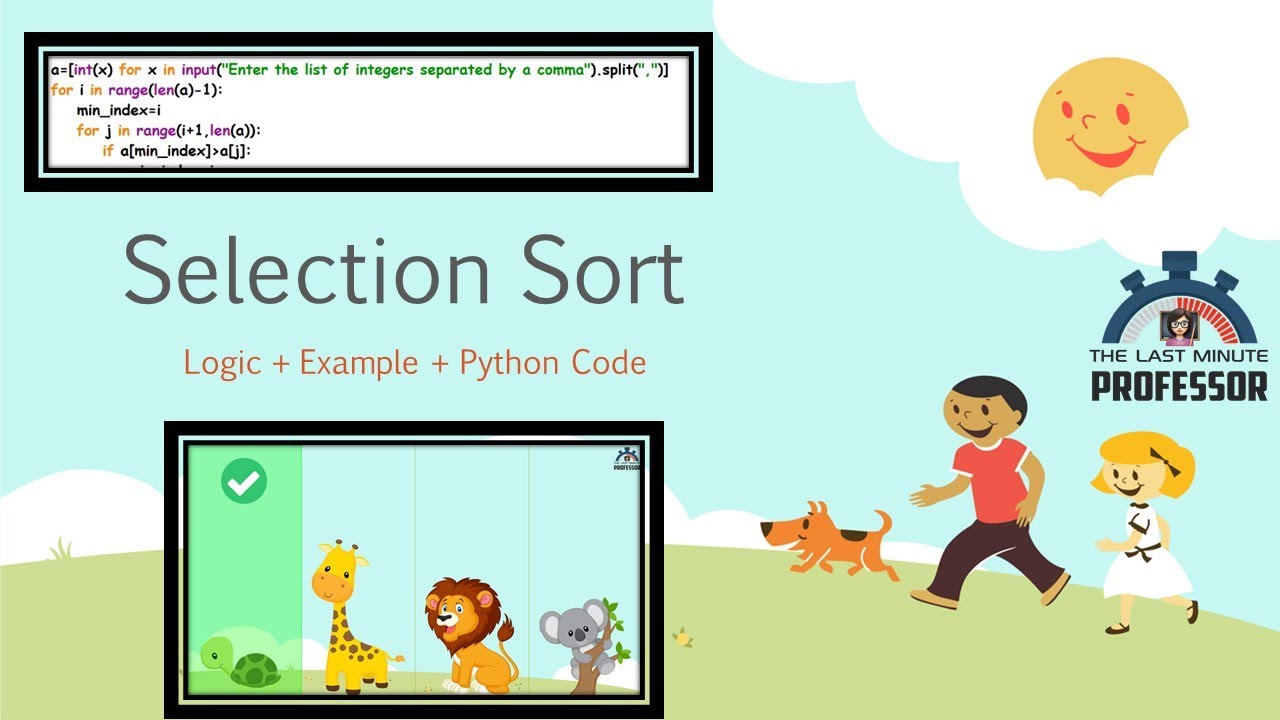 Selection Sort In Python Animated Example The Last Minute Professor