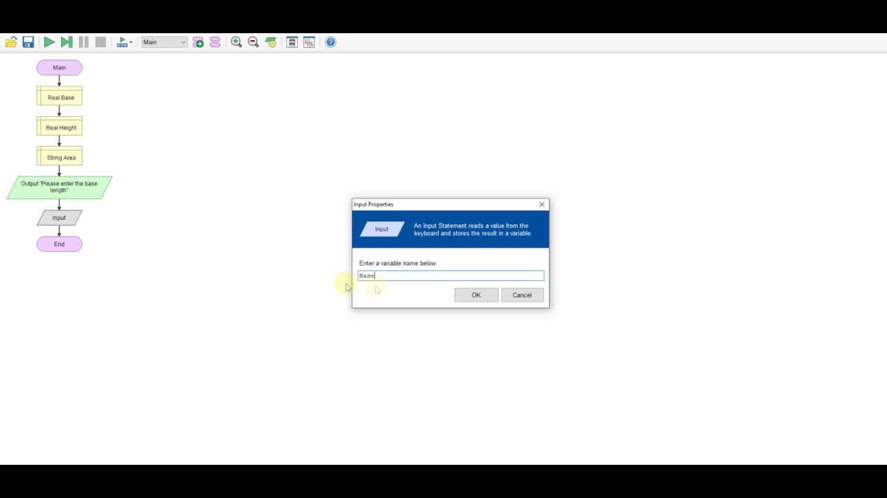 Flowgorithm Area Of A Triangle Task 1b Youtube