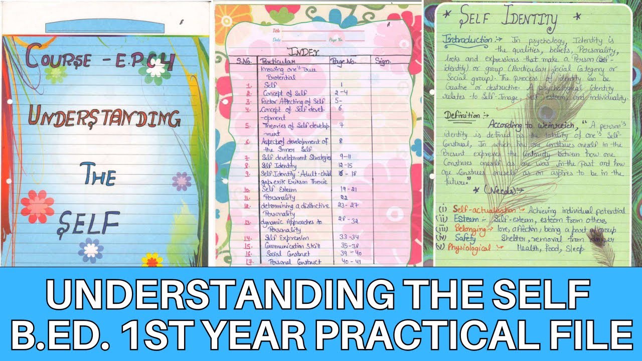 Understanding The Self B Ed 1st Year Practical File Youtube