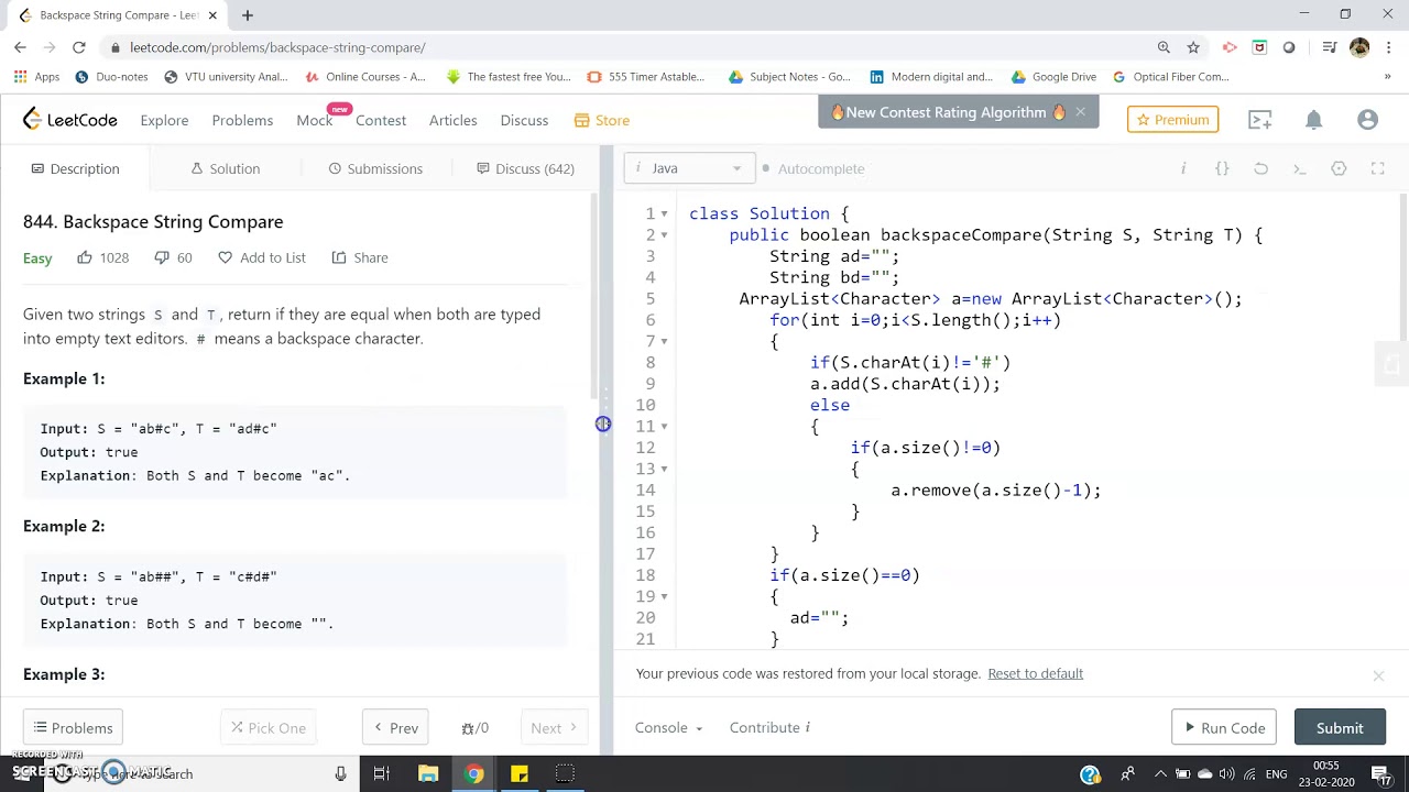 Backspace String Compare Java Stack Youtube