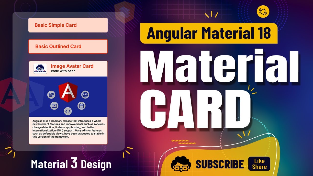 Angular 18 Stylish Card In Angular Material Tutorial Material 3