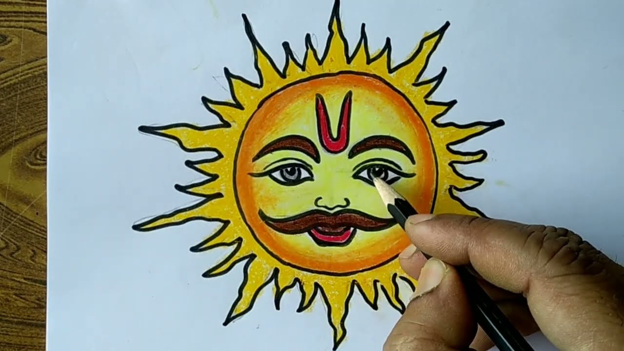 Lord Sun God Drawing Surya Dev Drawing Easy Holy Drawings Surja