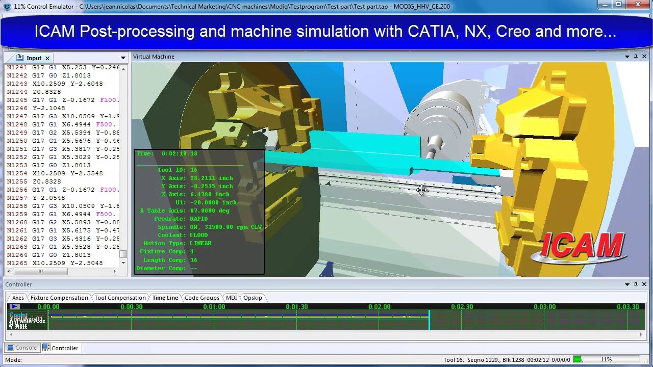 Icam Cnc Post Processor Simulator Modig Hhv Extrusion Mill Cnc