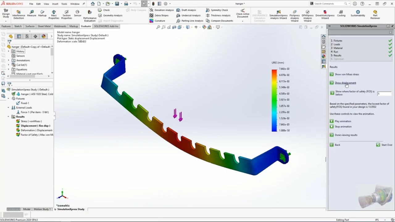 Solidworks Simulation Xpress Youtube