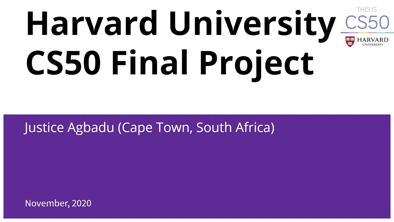 Harvard University Cs50 Final Project Youtube