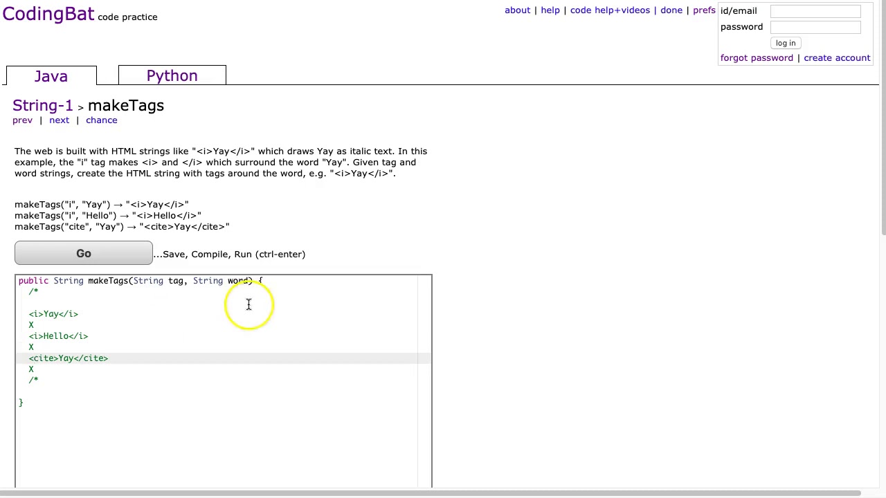 Codingbat Maketags Java Youtube
