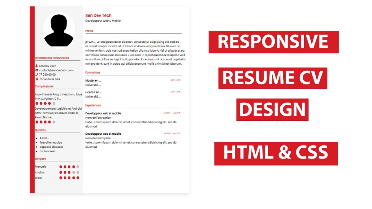 How To Create Responsive Professional Cv Using Html And Css Resume Cv