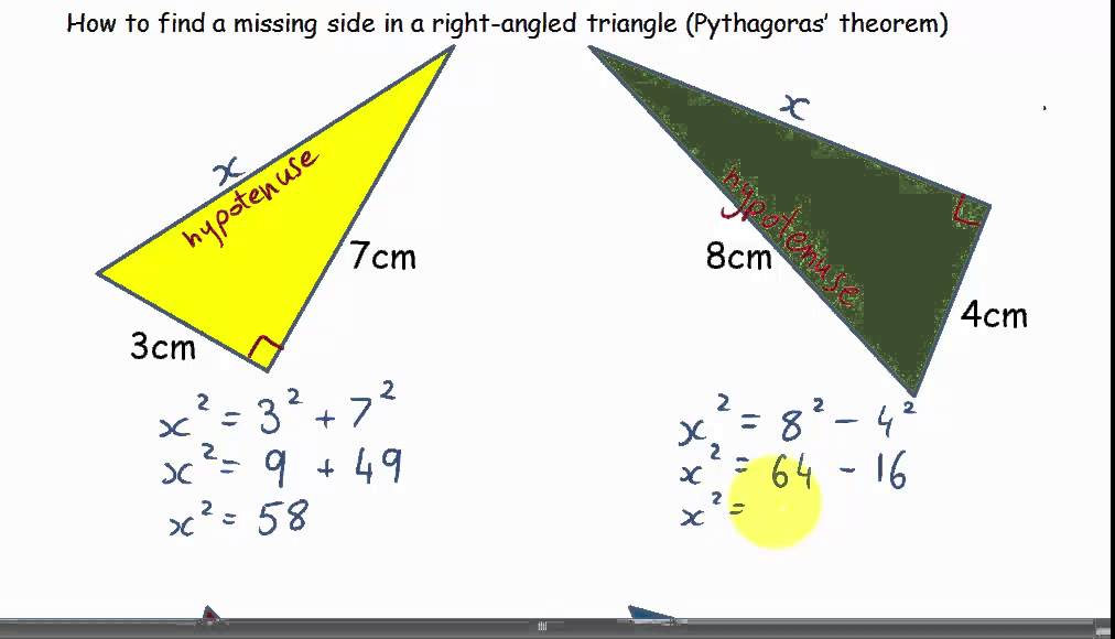 How To Find A Missing Side In A Right Angled Triangle Pythagoras