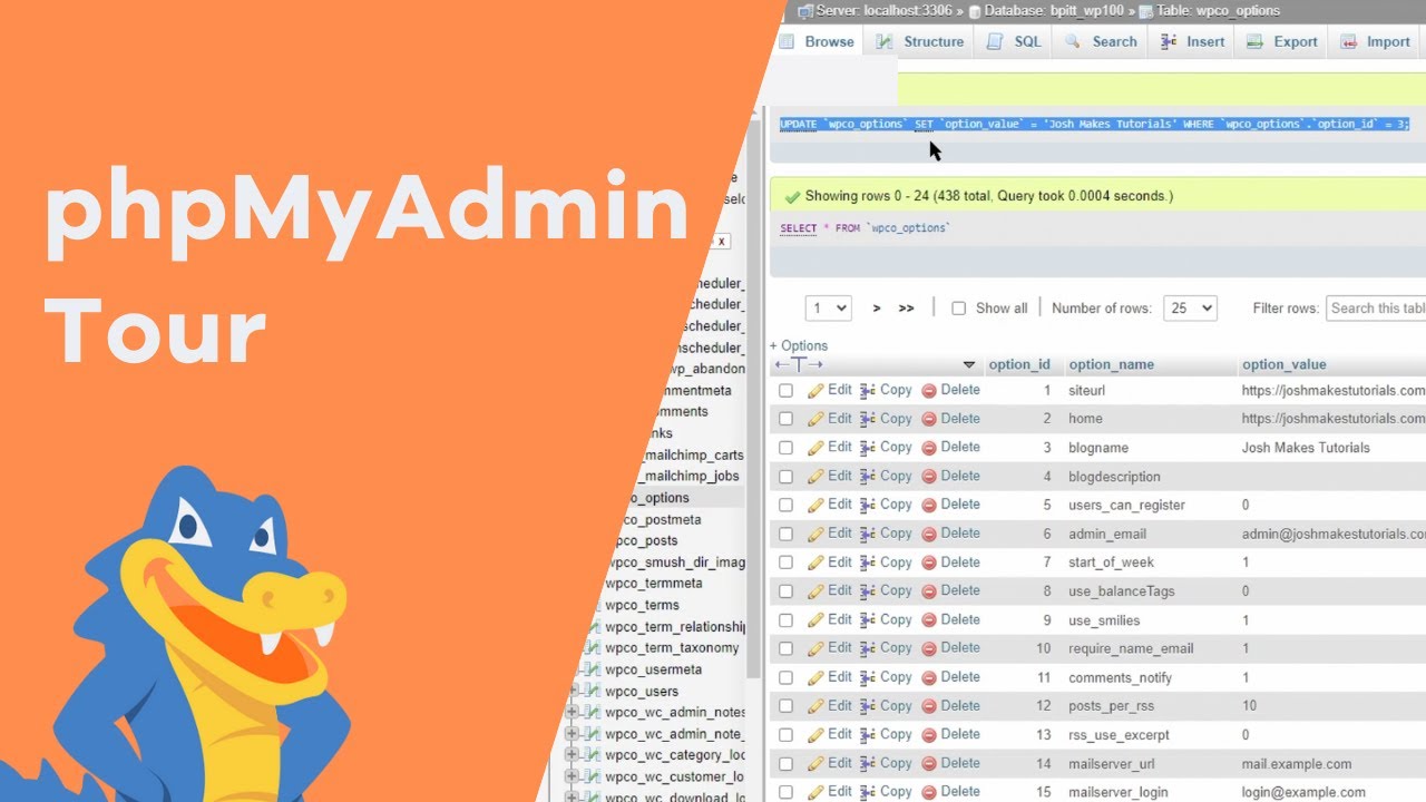 Phpmyadmin Tour And Beginner S Guide Hostgator Tutorial Youtube