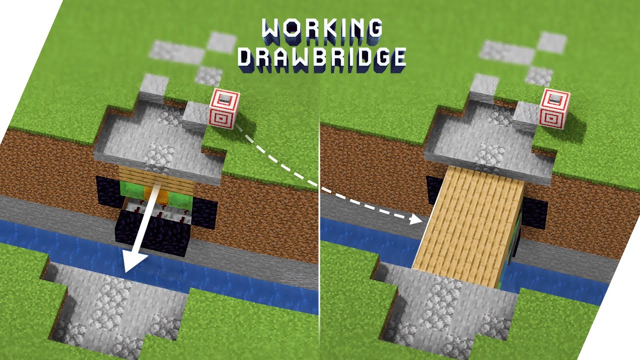 Cara Membuat Working Drawbridge Minecraft Tutorial Indonesia Youtube