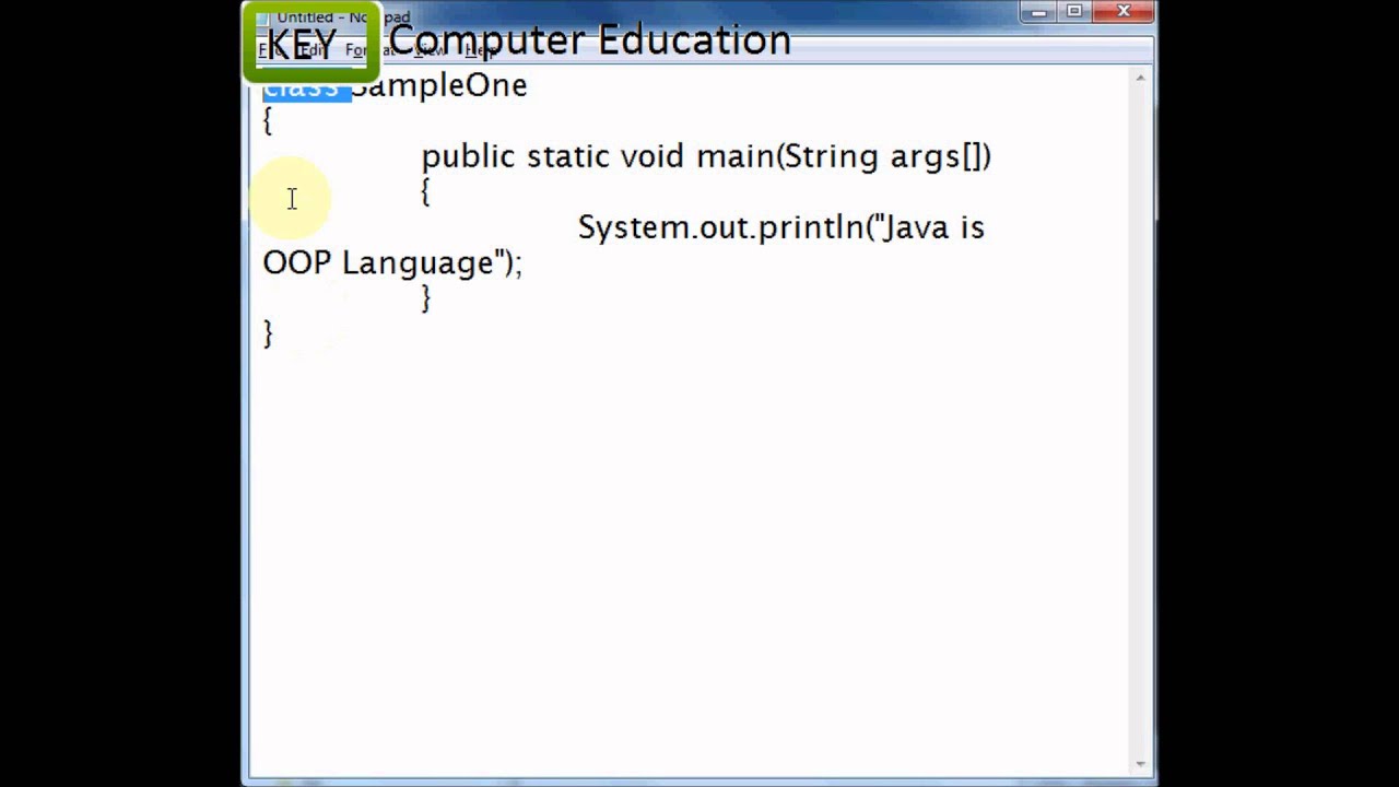 Java Tutorial Helloworld Program Using Notepad Youtube