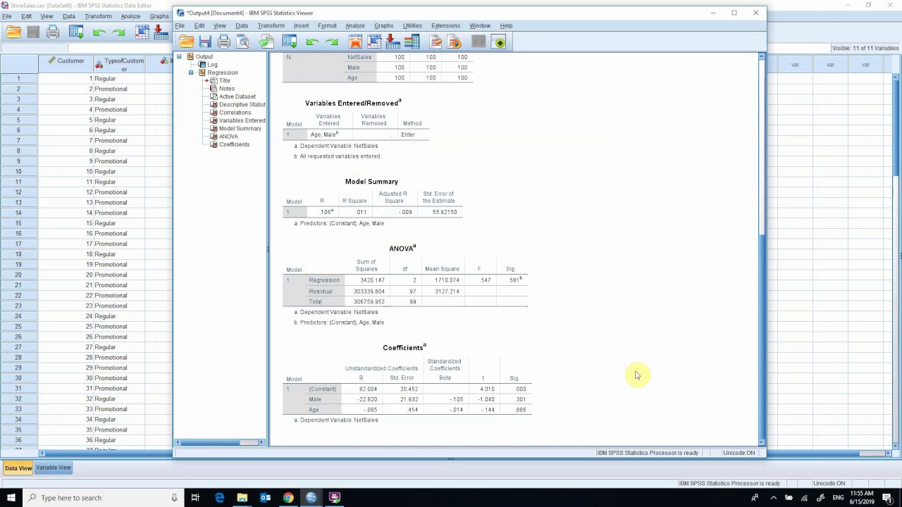 Spss Linear Regression Youtube
