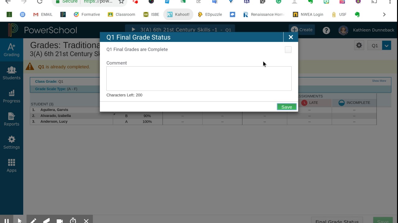 Finalizing Grades In Powerteacher Pro Youtube
