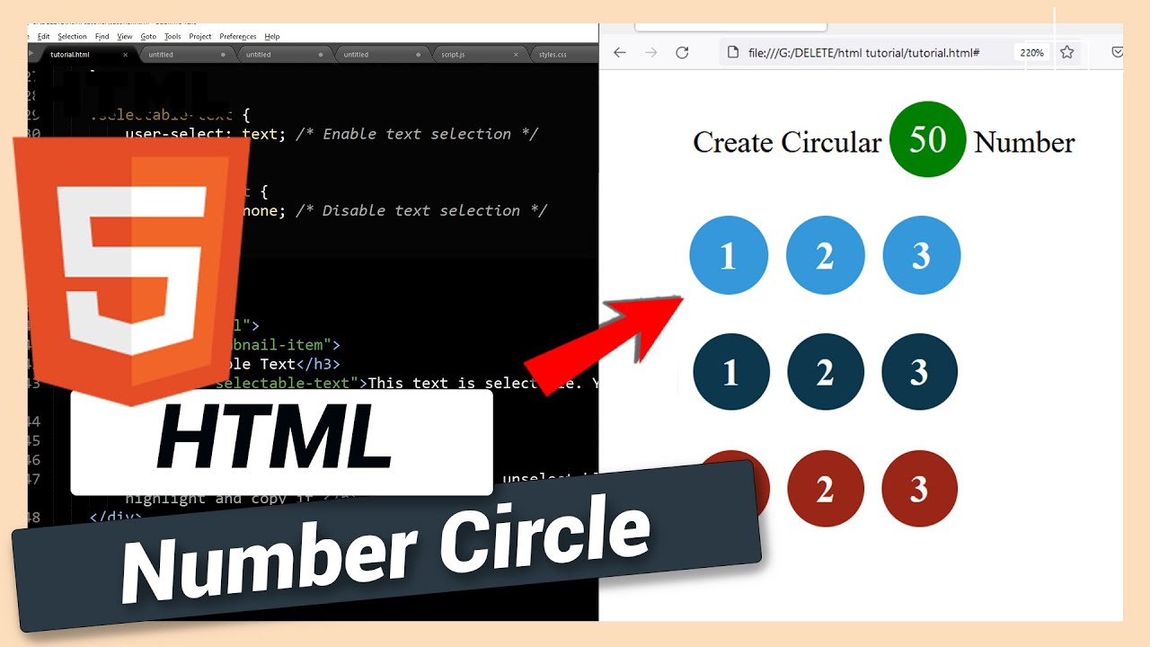 Create Number Circle Html And Css Tutorial Youtube