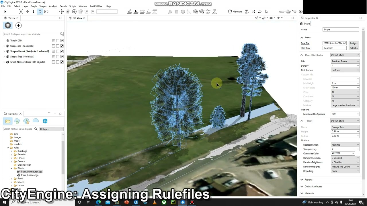 Cityengine Assigning Rulefiles Trees Youtube