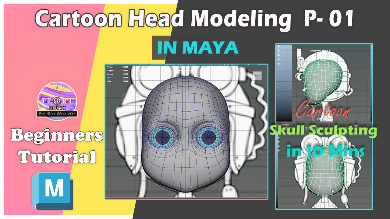 3d Cartoon Head Modeling In Maya Pt 01 Skull Sculpting Basics For