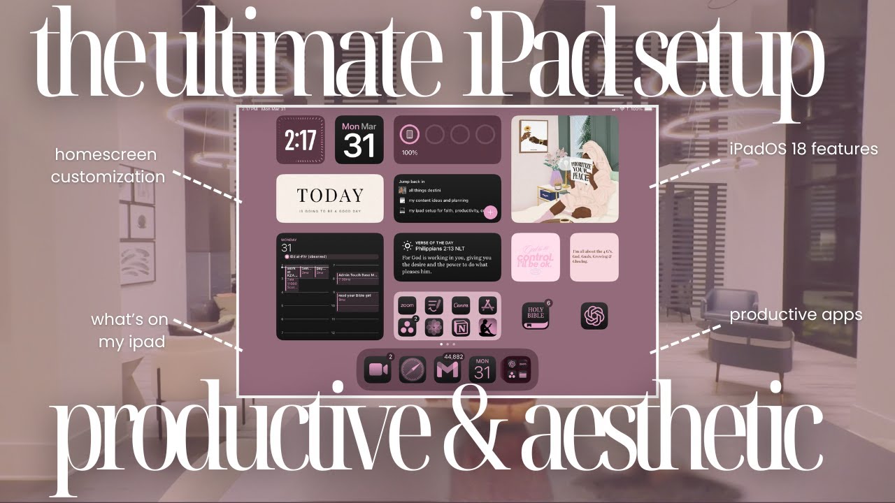 Ipados 18 Ipad Productivity Setup Aesthetic Home Screen Customization