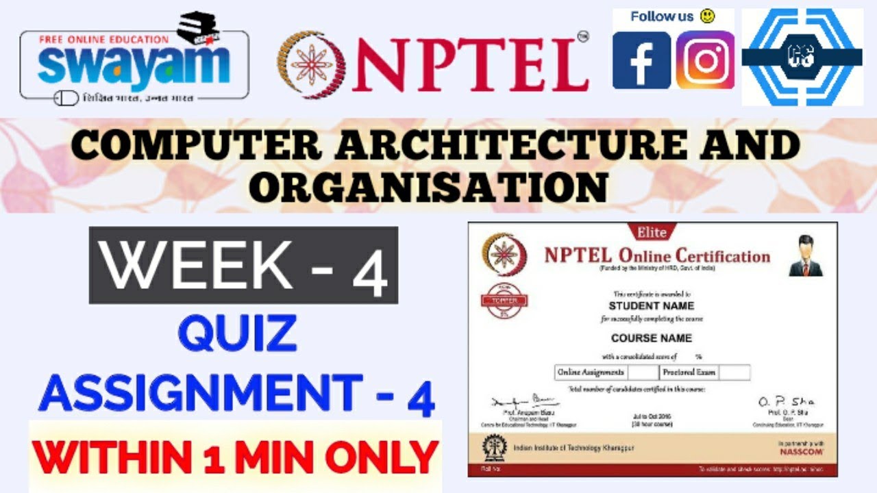 Computer Architecture And Organization Nptel Week 4 Quiz