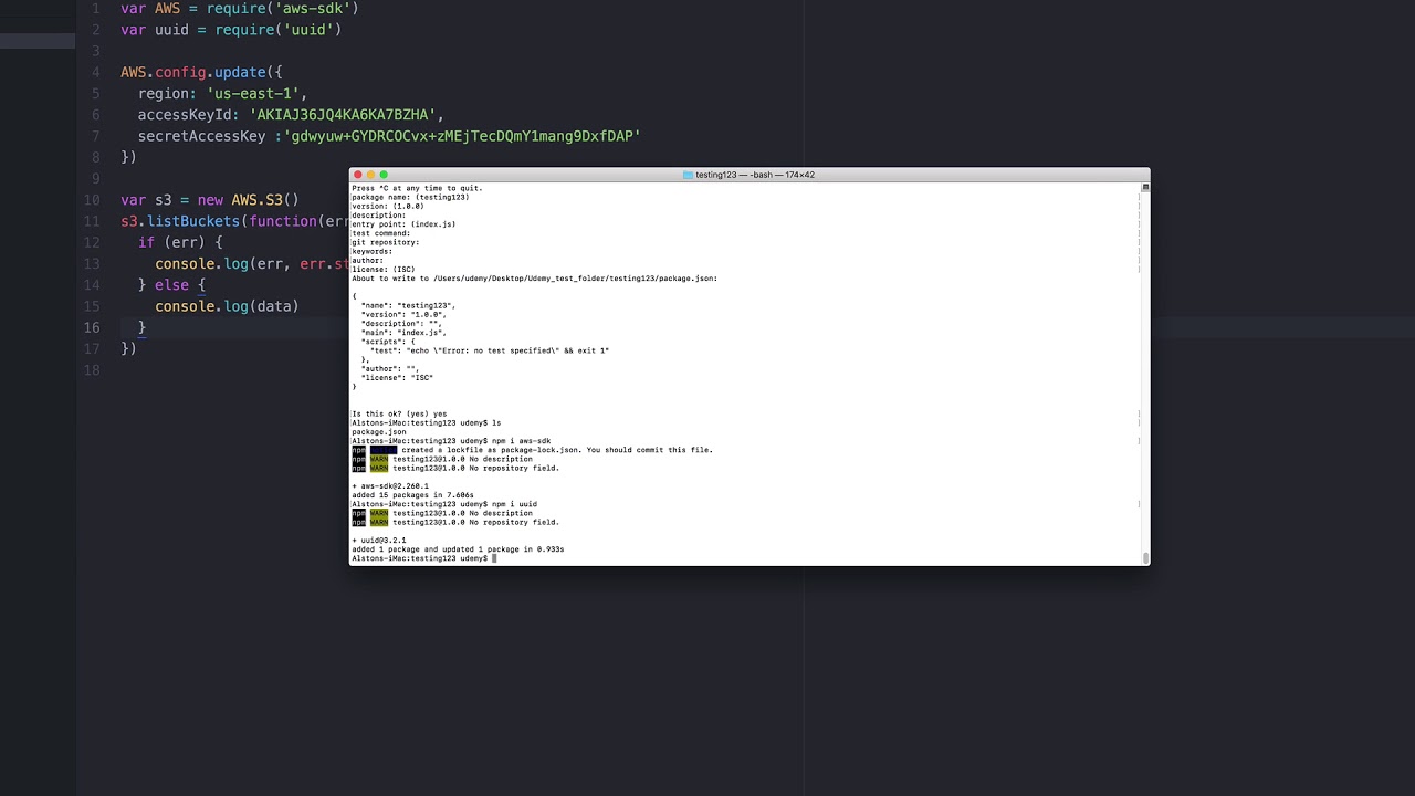 Aws Sdk Node Getting Started Example 2018 Youtube