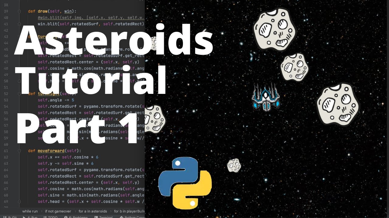 Asteroids Python Tutorial Part 1 Creating The Design Youtube