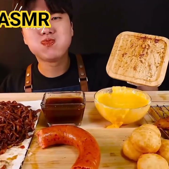 Asmr Kfc Style Fried Crispy Chicken Fire Sauce Noodles Cheese