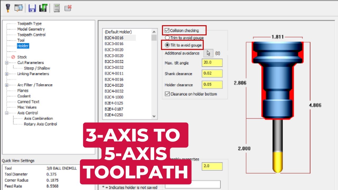 Convert A 3 Axis To A 5 Axis Toolpath Youtube