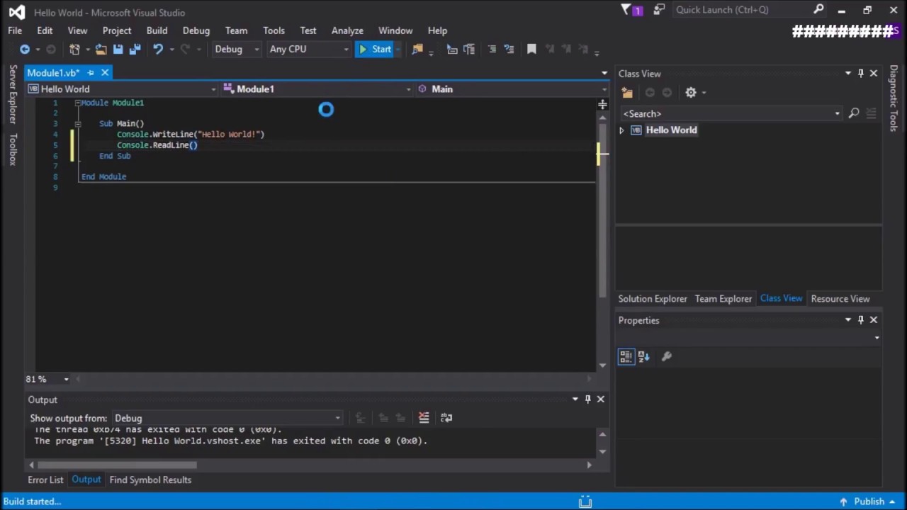 Console Writeline Hello World Youtube