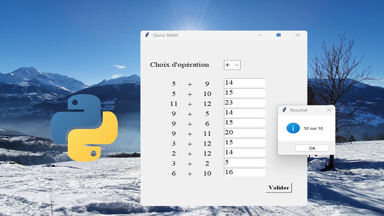 Application Quiz Math Avec Python Tkinter Youtube