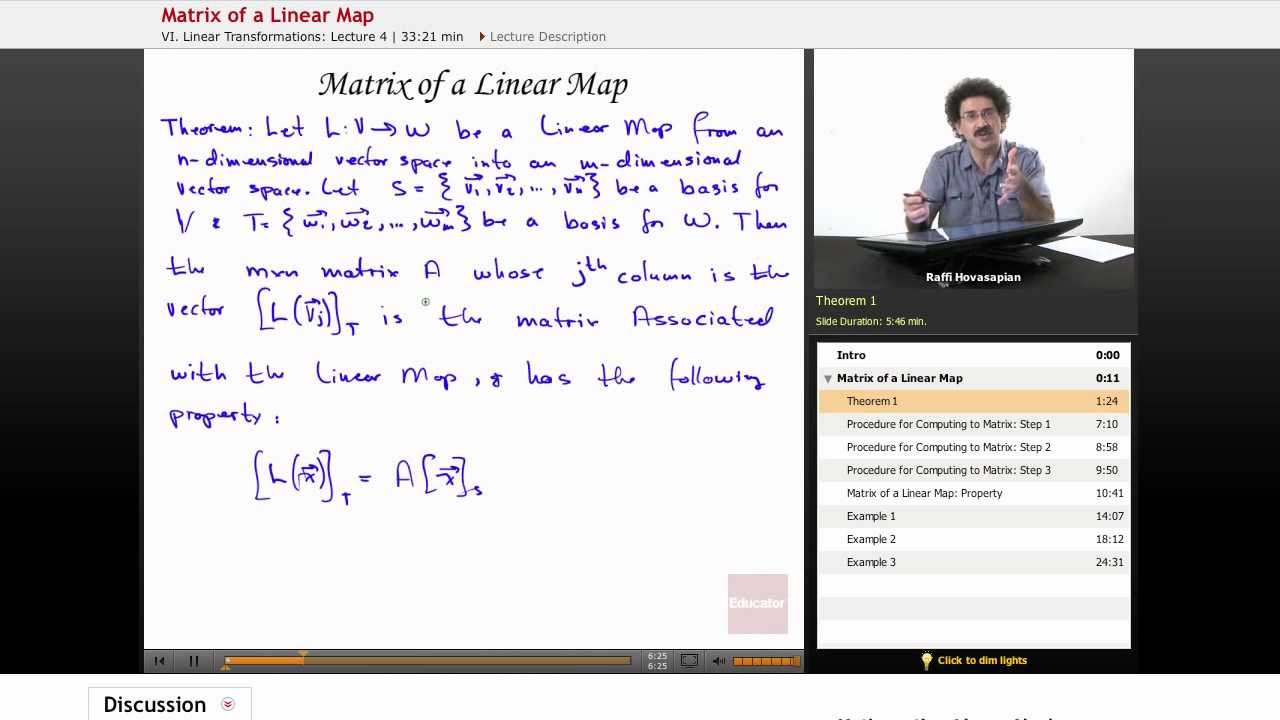 Matrix Of A Linear Map Linear Algebra With Educator Youtube