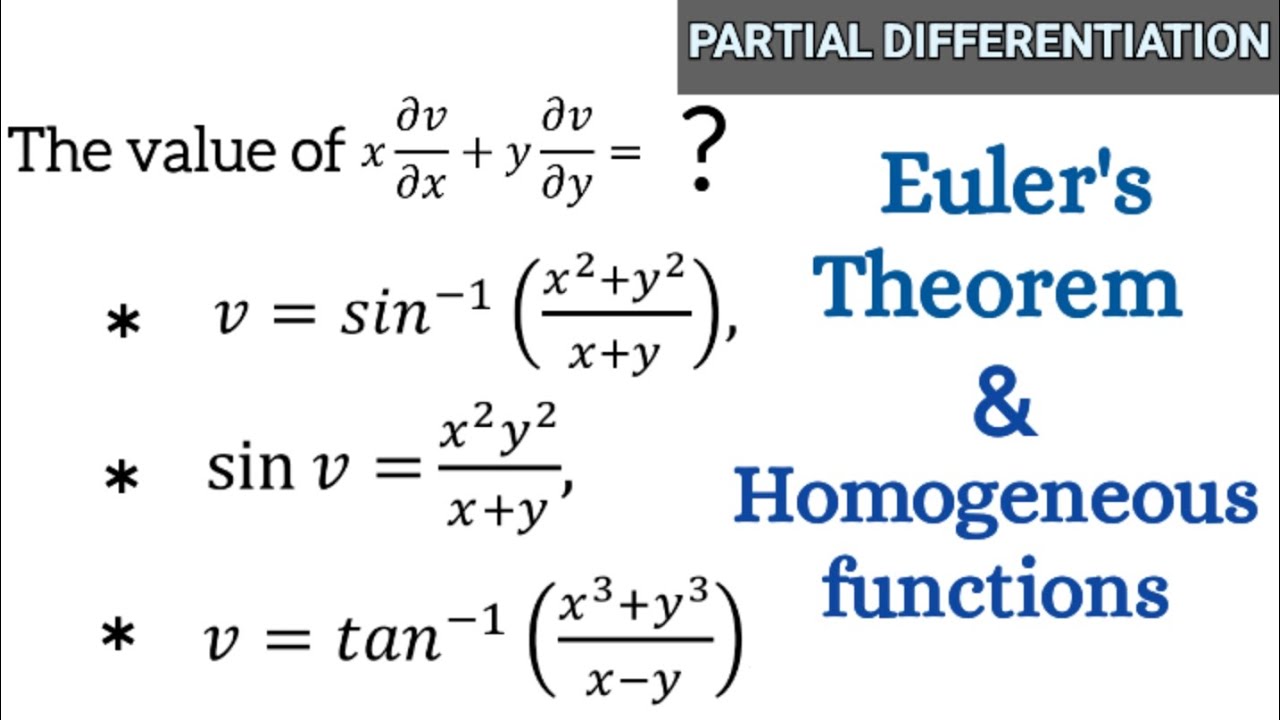 Euler S Theorem Homogeneous Functions Partial Derivatives Iit Jam