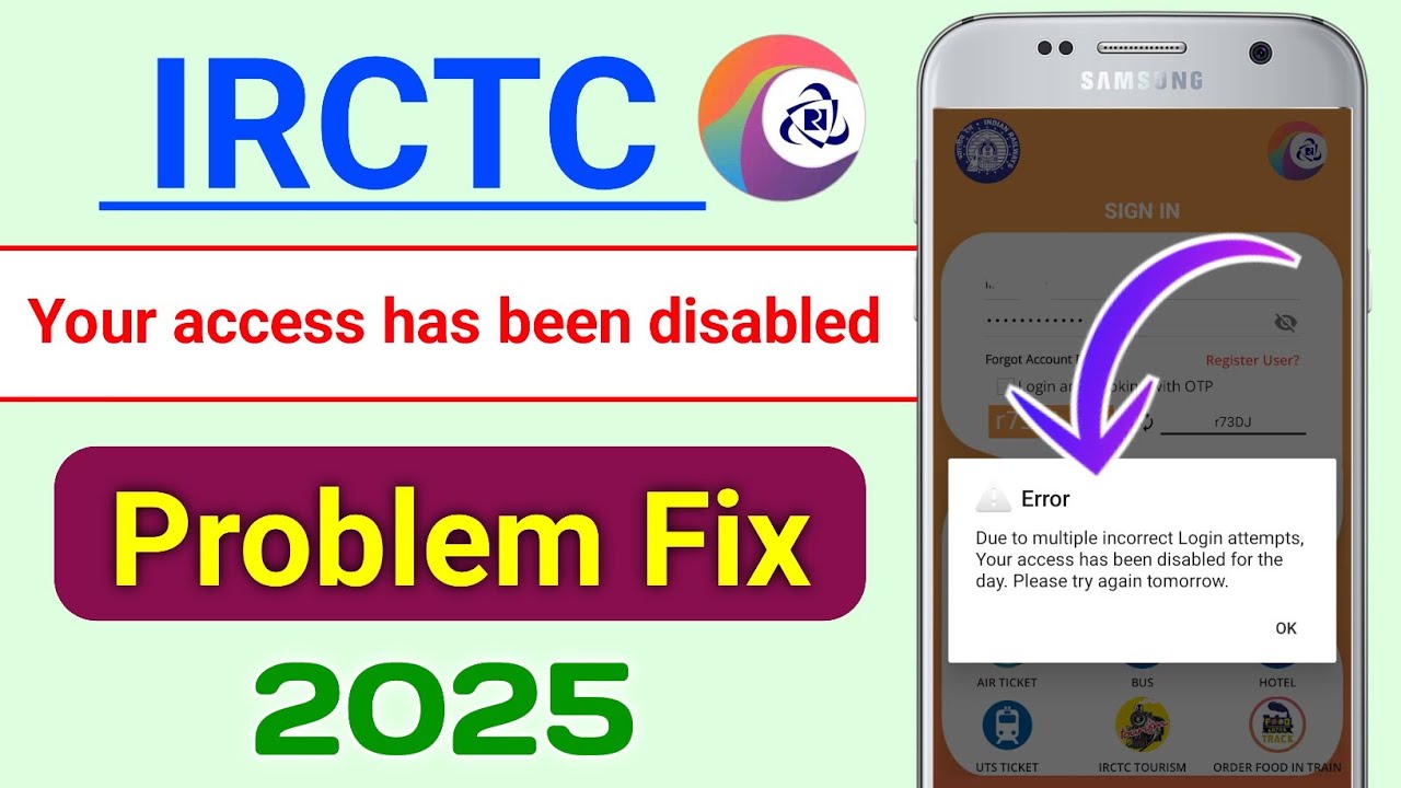 Irctc Due To Multiple Incorrect Login Attempts Irctc Your Access Has