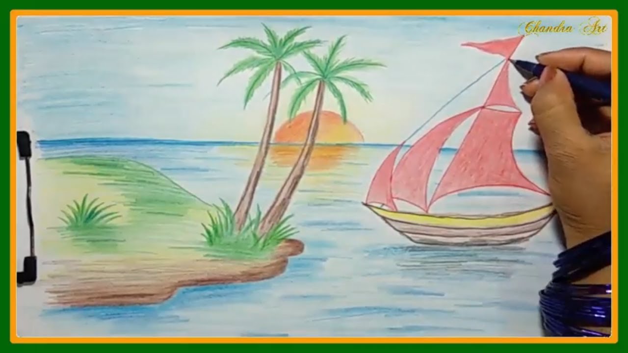 Easy Landscape Drawing Colour The Different Sizes Of Leaves Become