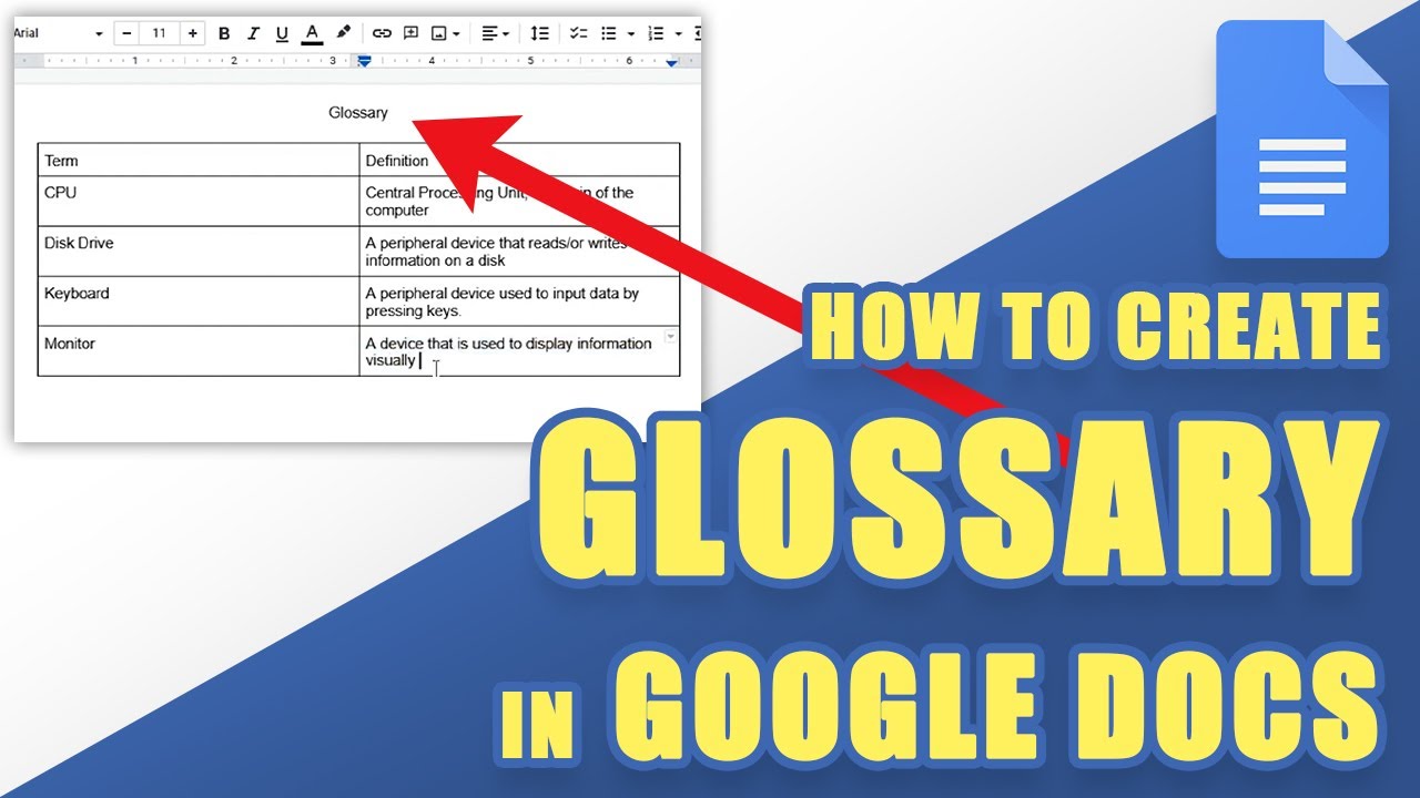 Tutorial How To Create A Glossary In Google Docs Youtube