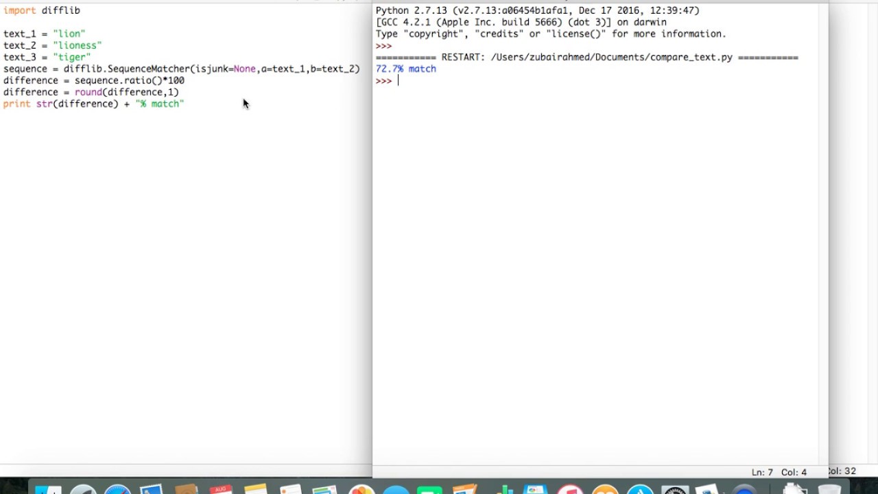 Comparing Strings In Python Reverin