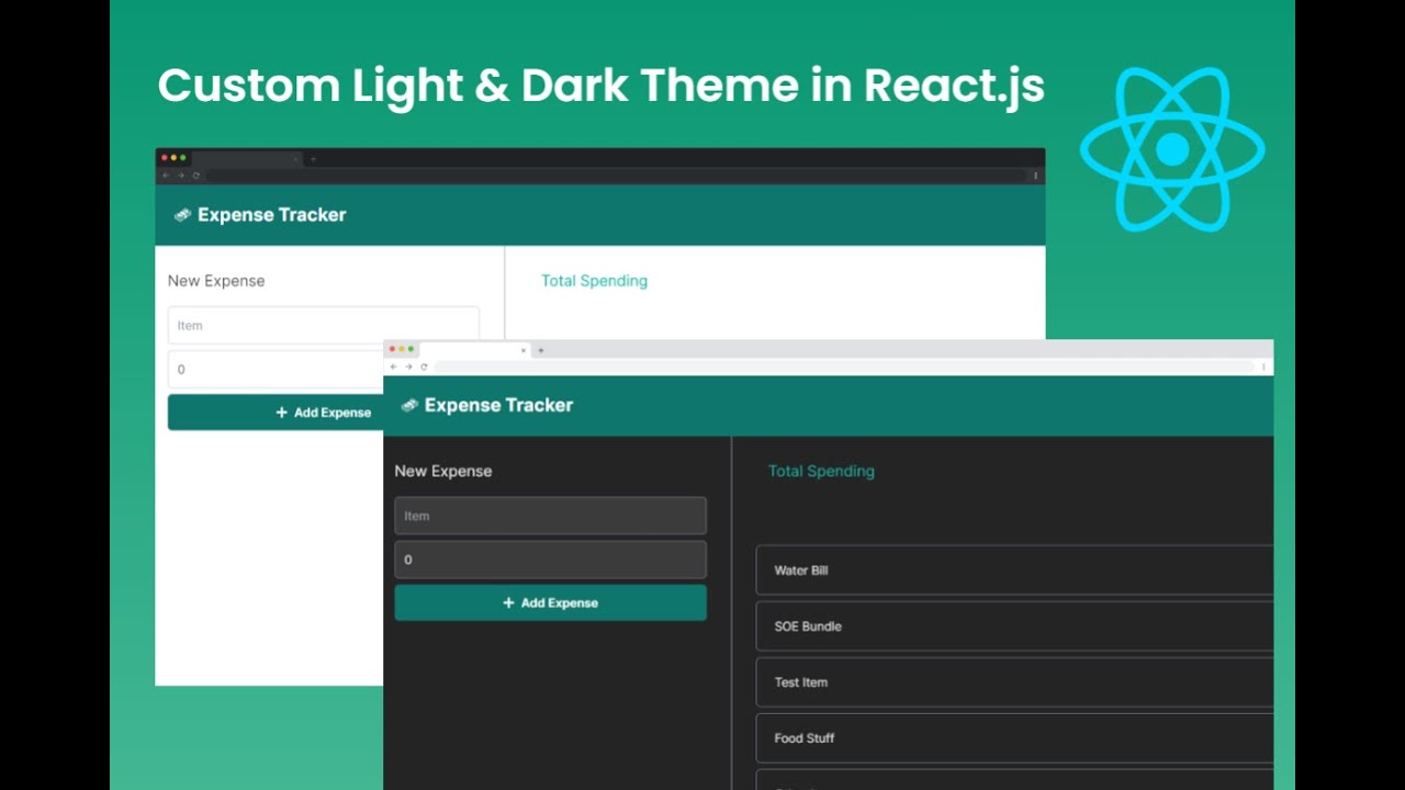 Custom Light And Dark Theme In React Js Youtube